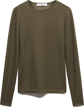 MANGO Textured Long Sleeve T-Shirt | Nordstrom