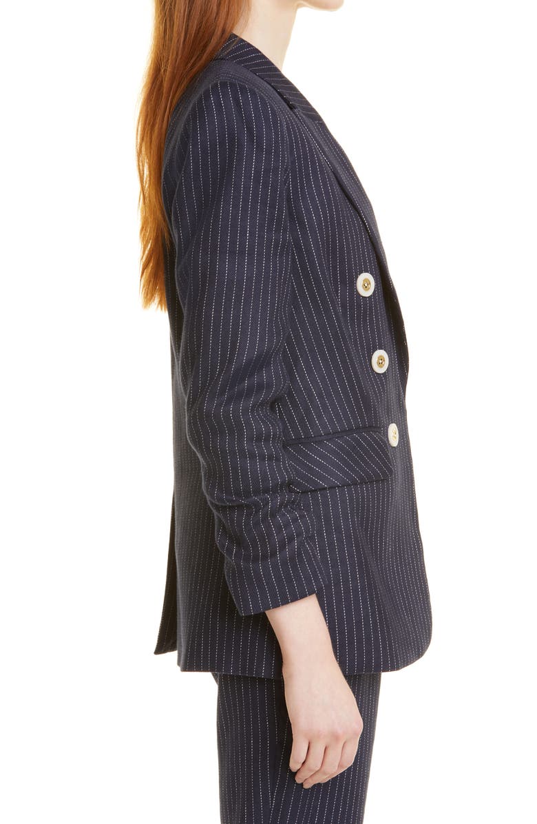Veronica Beard Beacon Pickstitch Stripe Linen Blend Dickey Jacket ...