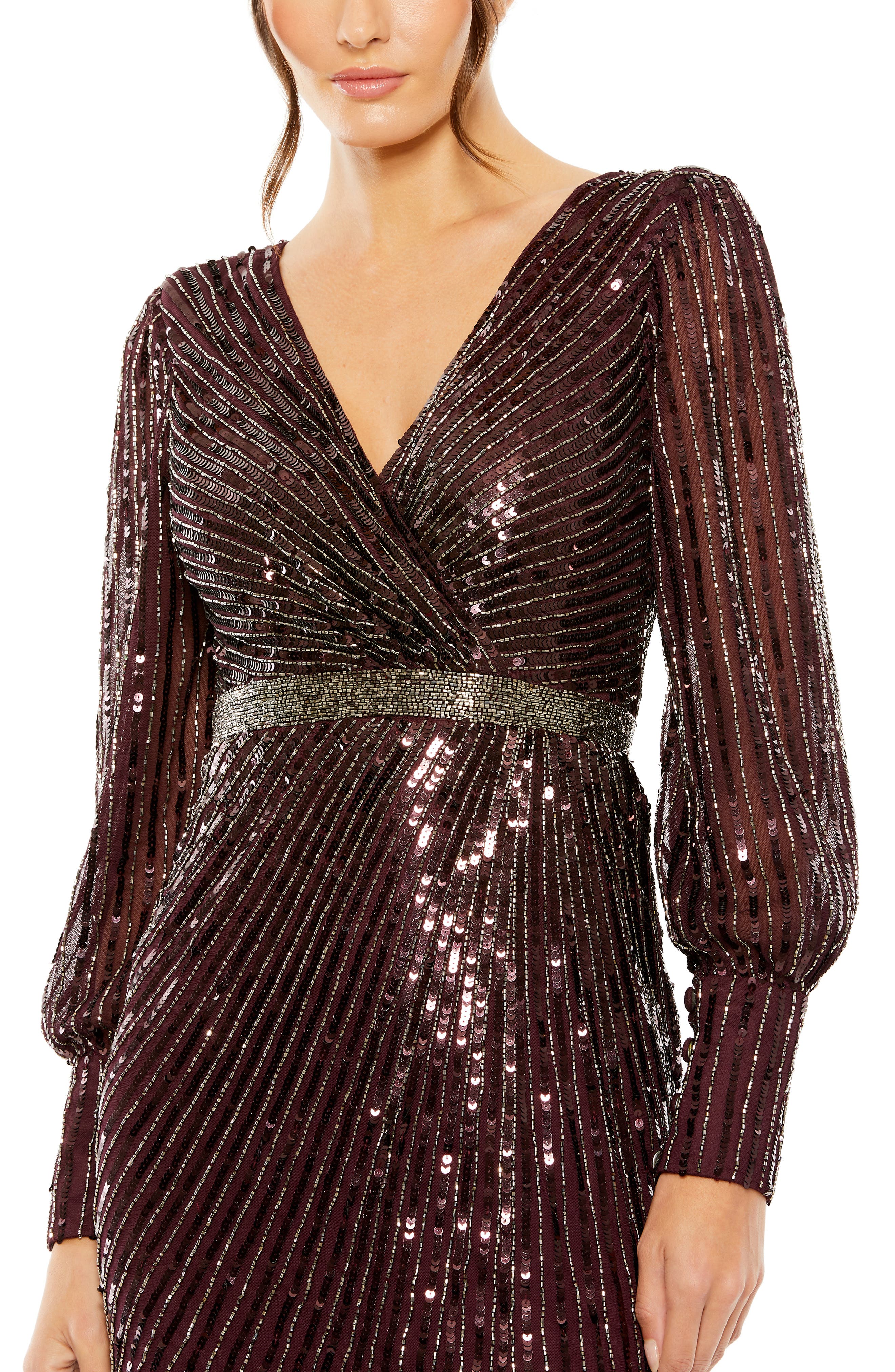 Mac Duggal Sequin Long Sleeve Sheath Gown | Nordstrom
