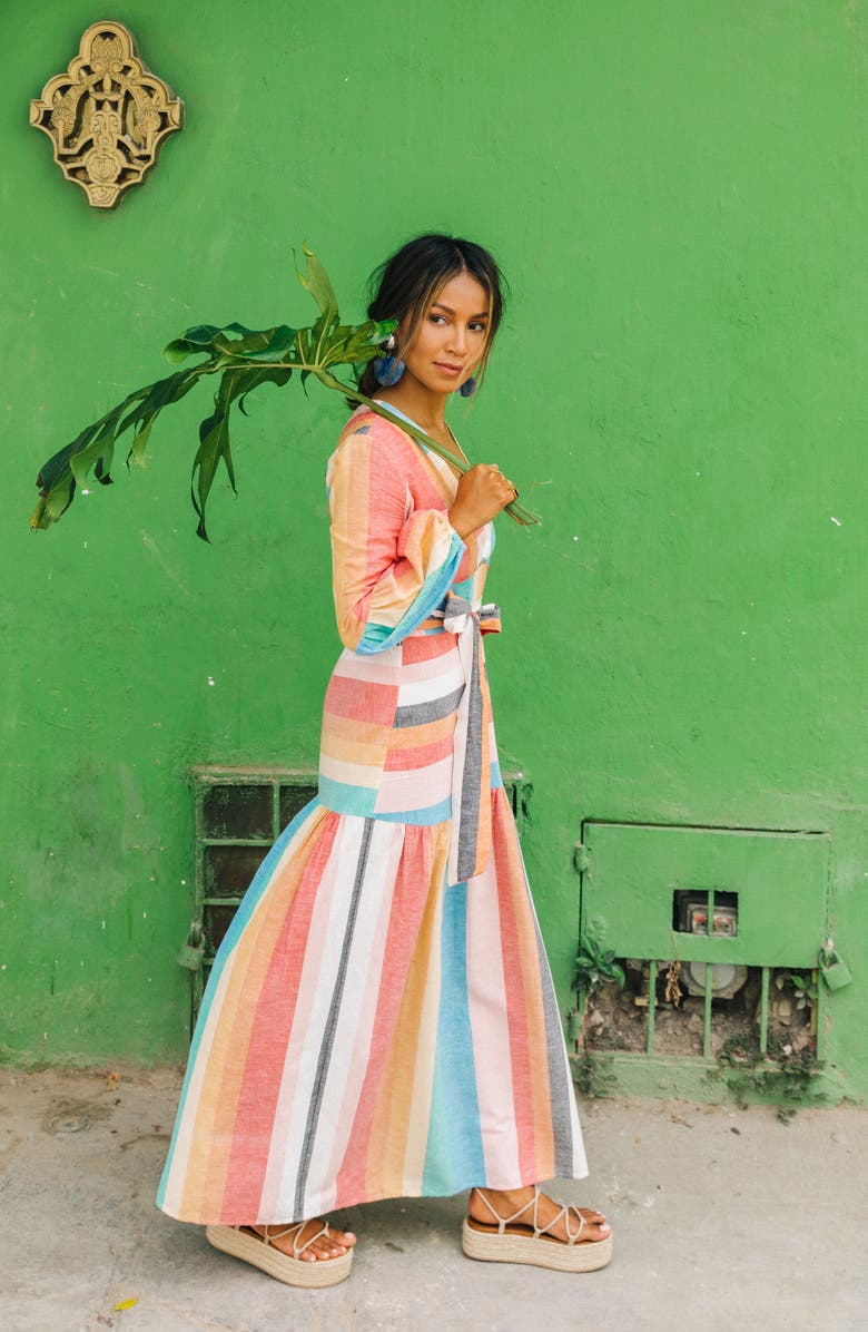 Billabong x Sincerely Jules Mix it Up Stripe Long Sleeve Maxi Dress ...