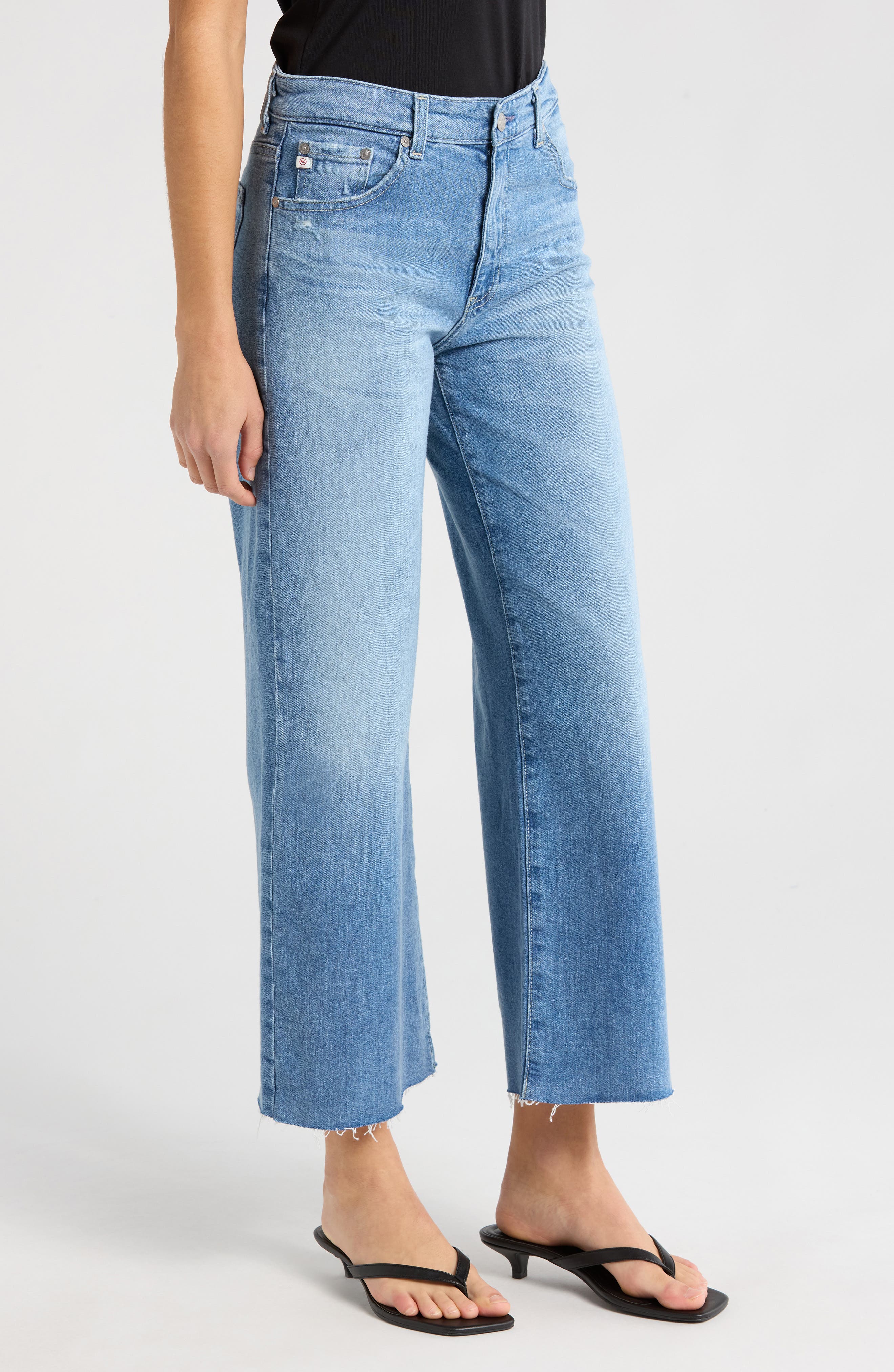AG Saige Raw Hem Mid Rise Ankle Wide Leg Jeans | Nordstromrack
