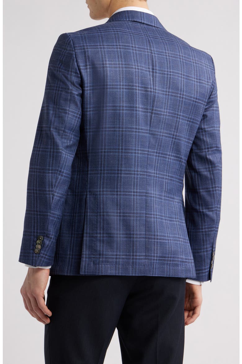 Hutson Slim Fit Blue Check Wool & Silk Blend Sport Coat (Men ...