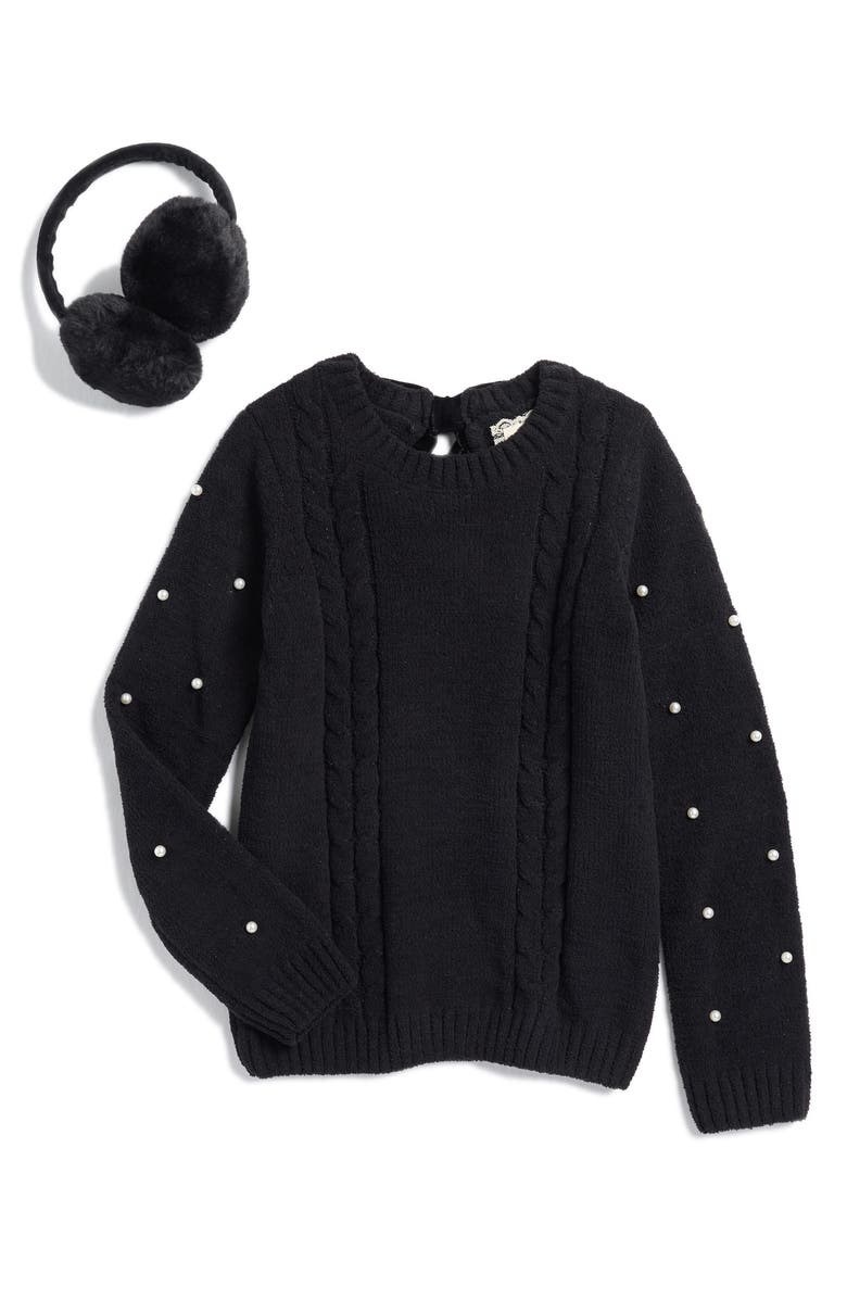 BTWEEN Kids' Chenille Sweater & Ear Muffs Set | Nordstromrack