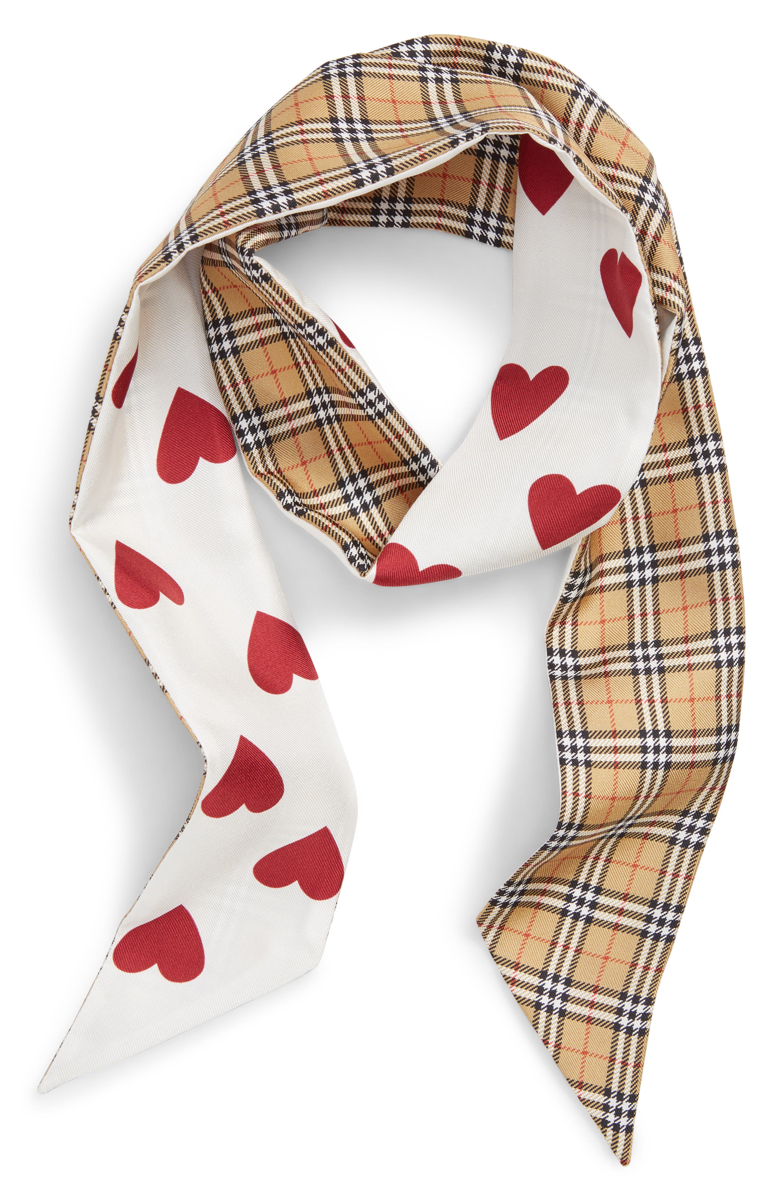 Burberry Heart & Check Silk Skinny Scarf | Nordstrom