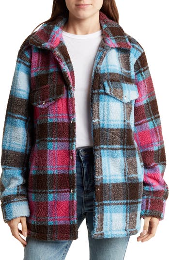 BLANKNYC Plaid Faux Shearling Shacket | Nordstromrack