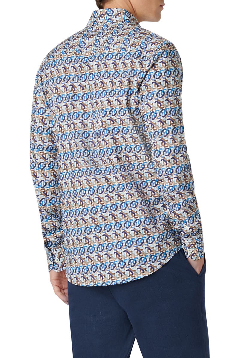 Bugatchi Julian Chain Link Print Stretch Button-Up Shirt | Nordstromrack