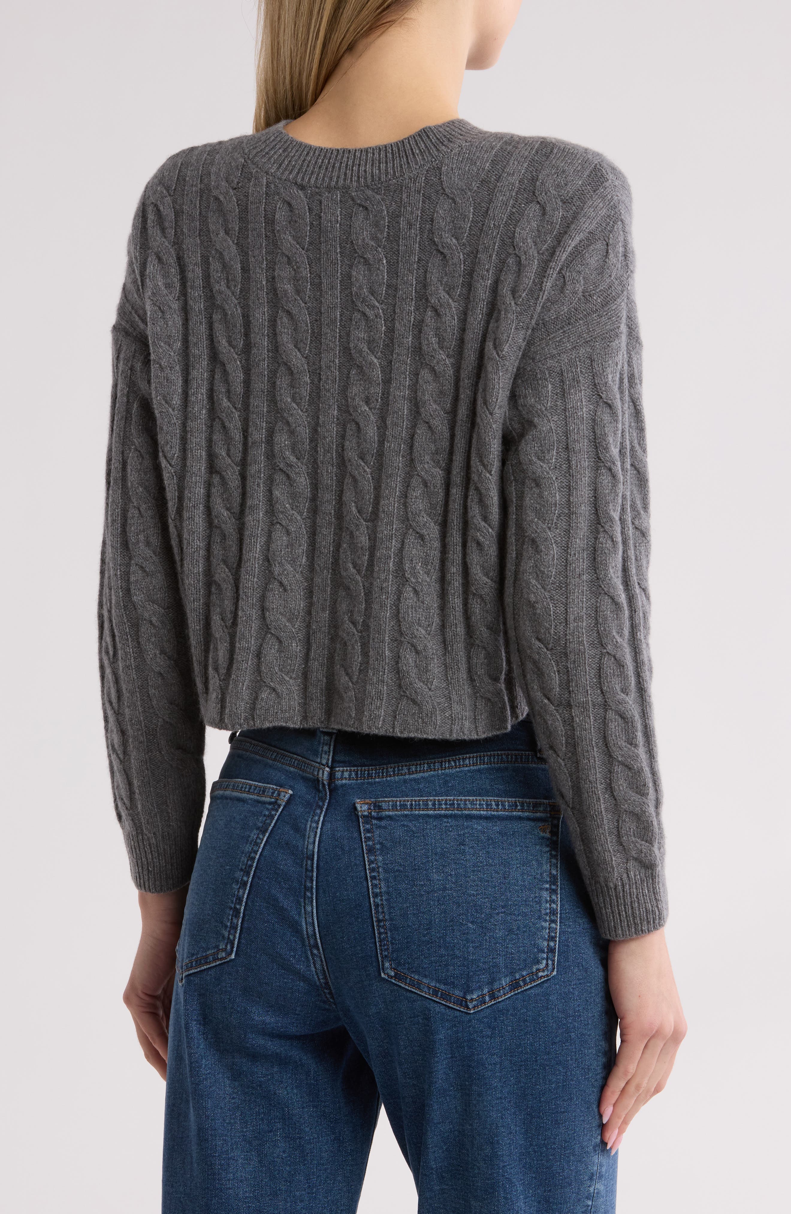 Madewell (Re)sourced Cashmere Cable Knit Crop Sweater | Nordstromrack