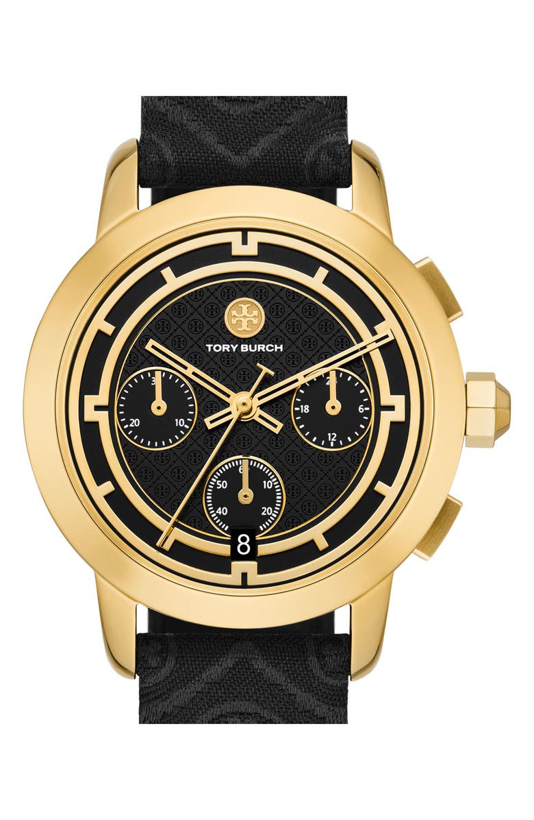 Tory Burch The T-Monogram Chronograph Textile Strap Watch, 37mm | Nordstrom
