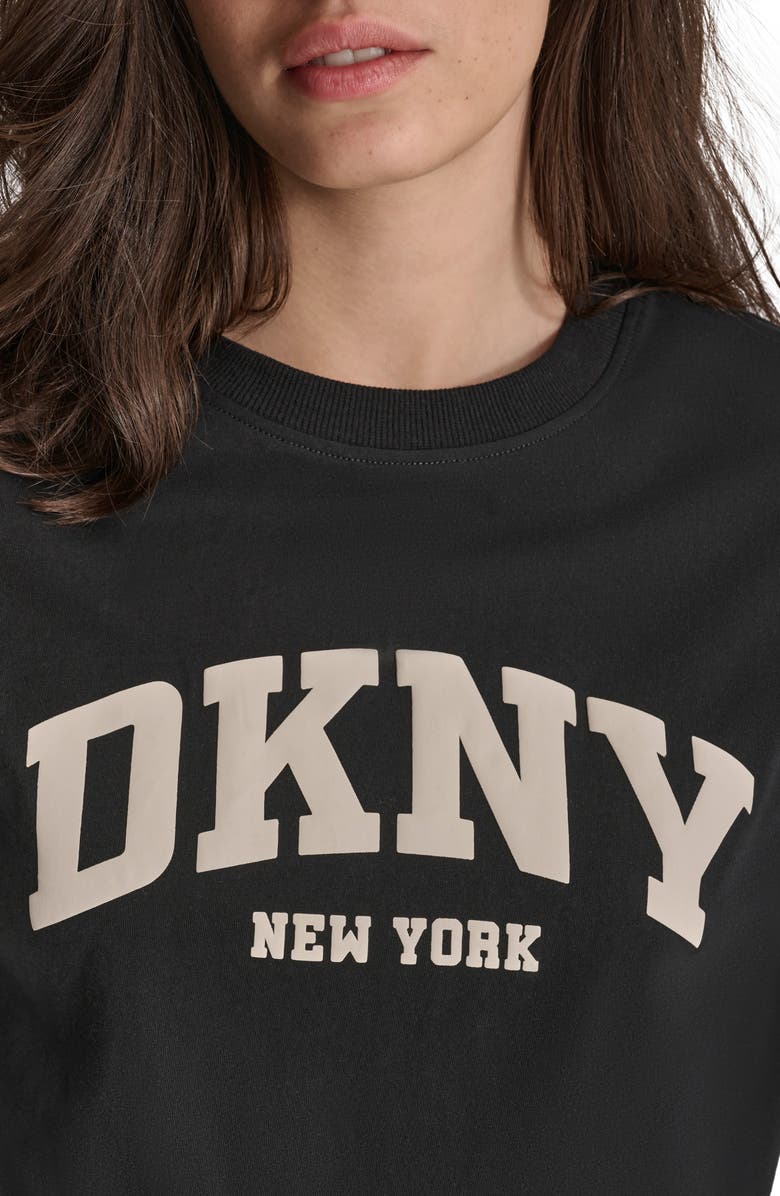 DKNY Varsity Puff Logo Cotton Crop T-Shirt | Nordstromrack