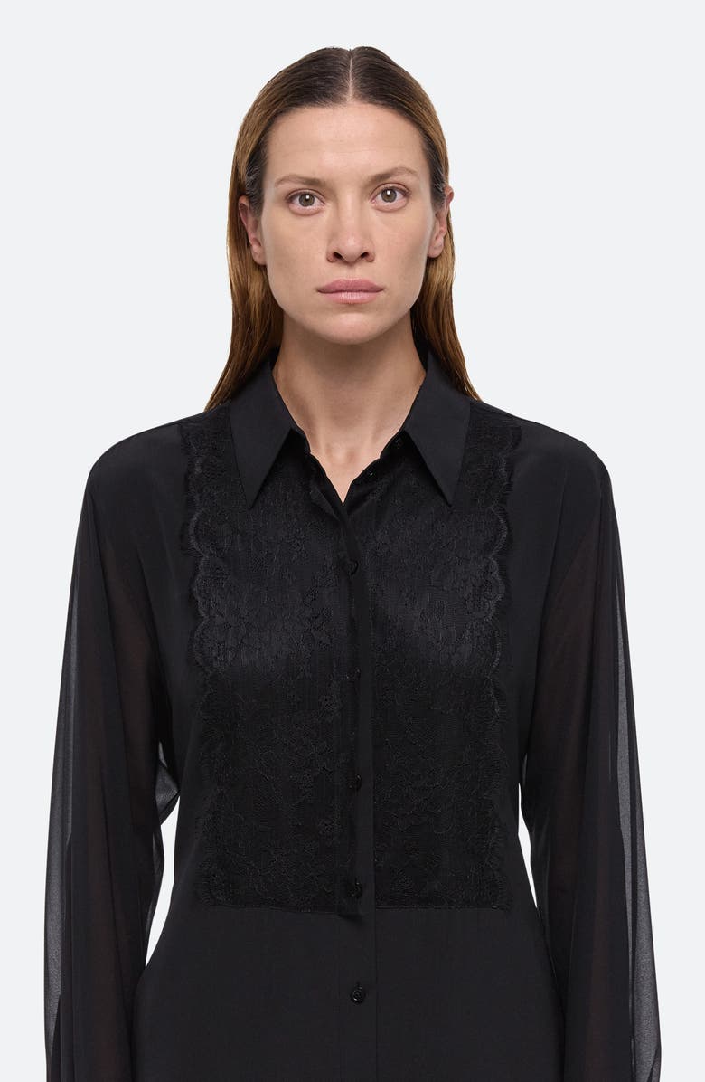 Helmut Lang Mixed Media Lace Button-Up Shirt | Nordstromrack