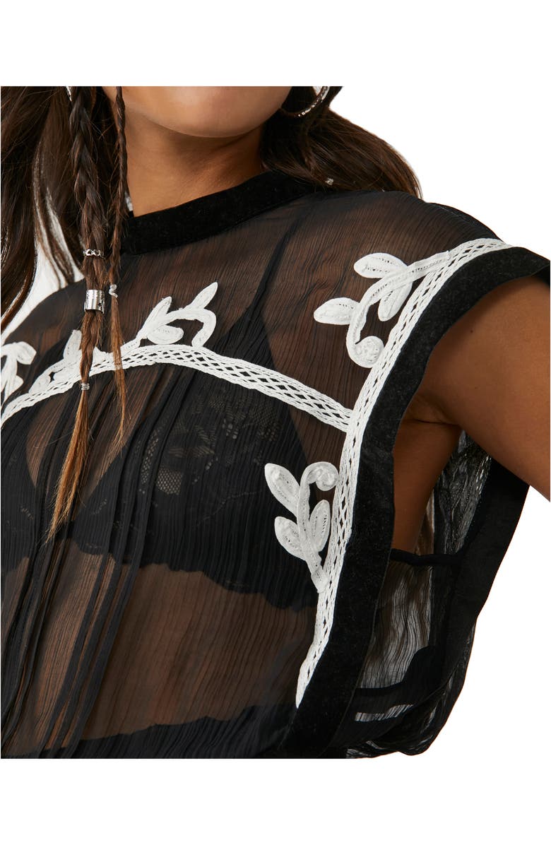Free People Veronique Appliqué Trim Sheer Sleeveless Top | Nordstromrack