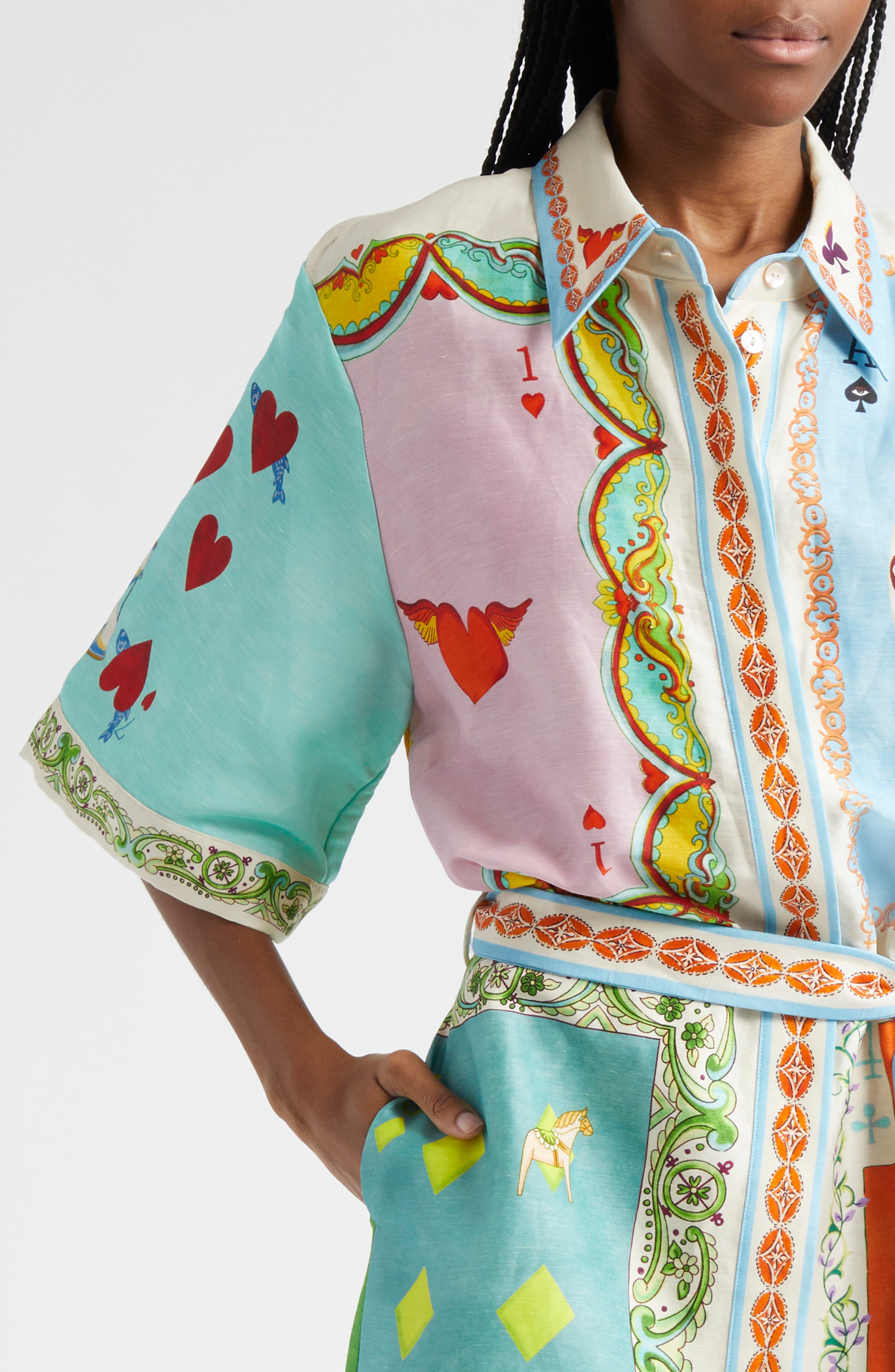 ALEMAIS Rummy Linen Blend Mini Shirtdress | Nordstrom