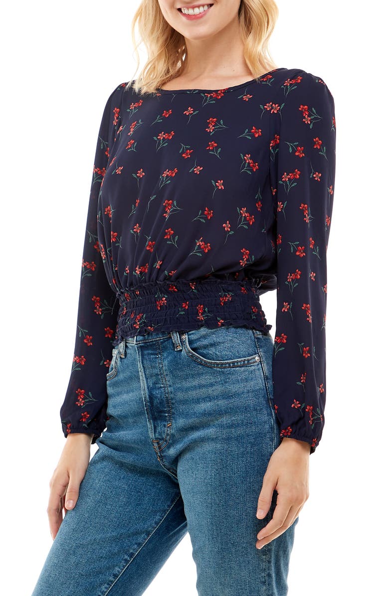 Row A Floral Print Smocked Waist Top | Nordstromrack