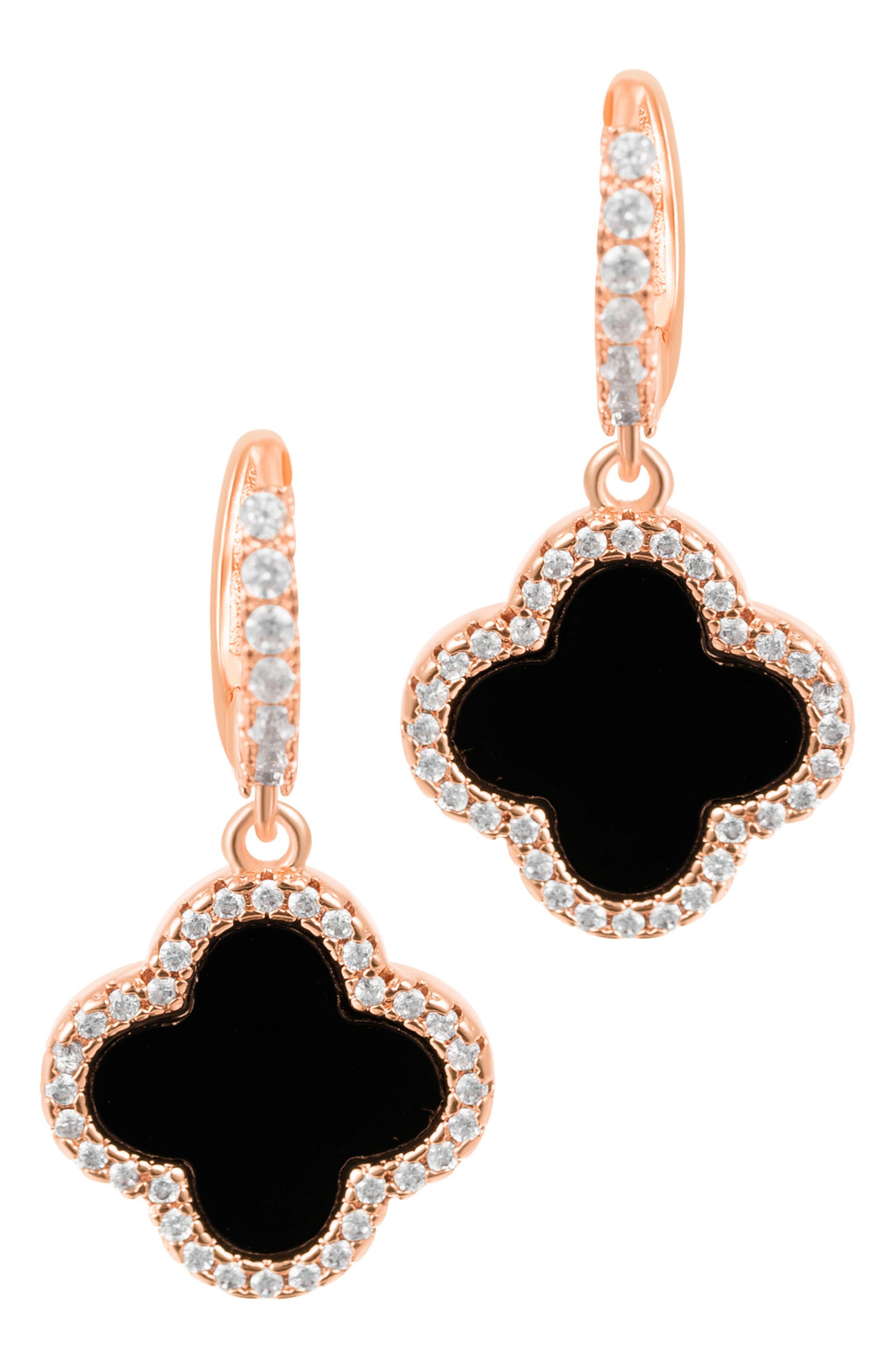 Adornia Crystal Halo Clover Drop Earrings | Nordstromrack