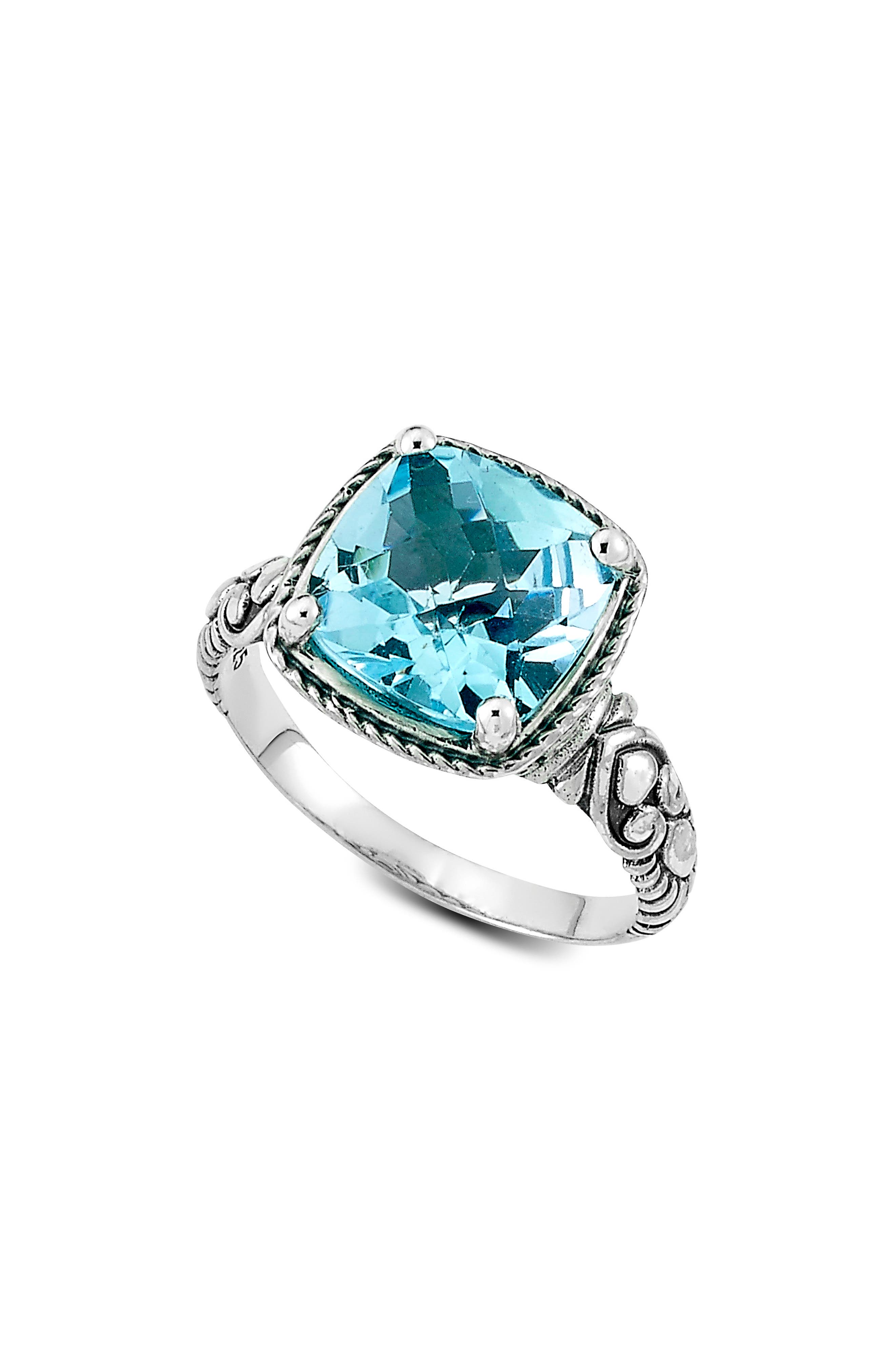 SAMUEL B. Sterling Silver Cushion Cut Semiprecious Stone Ring ...