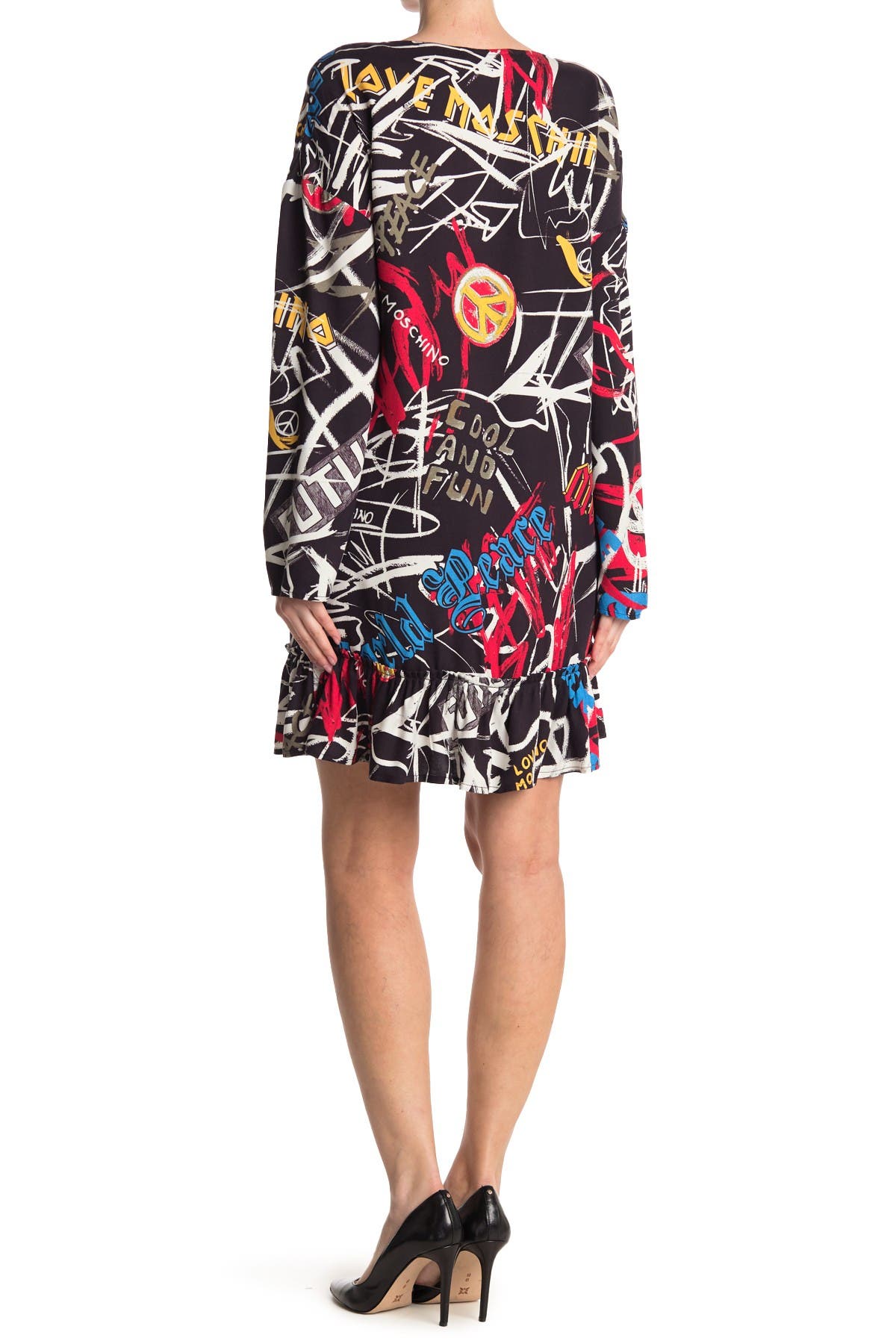 Love Moschino Graffiti Print Long Sleeve Shift Dress | Nordstromrack