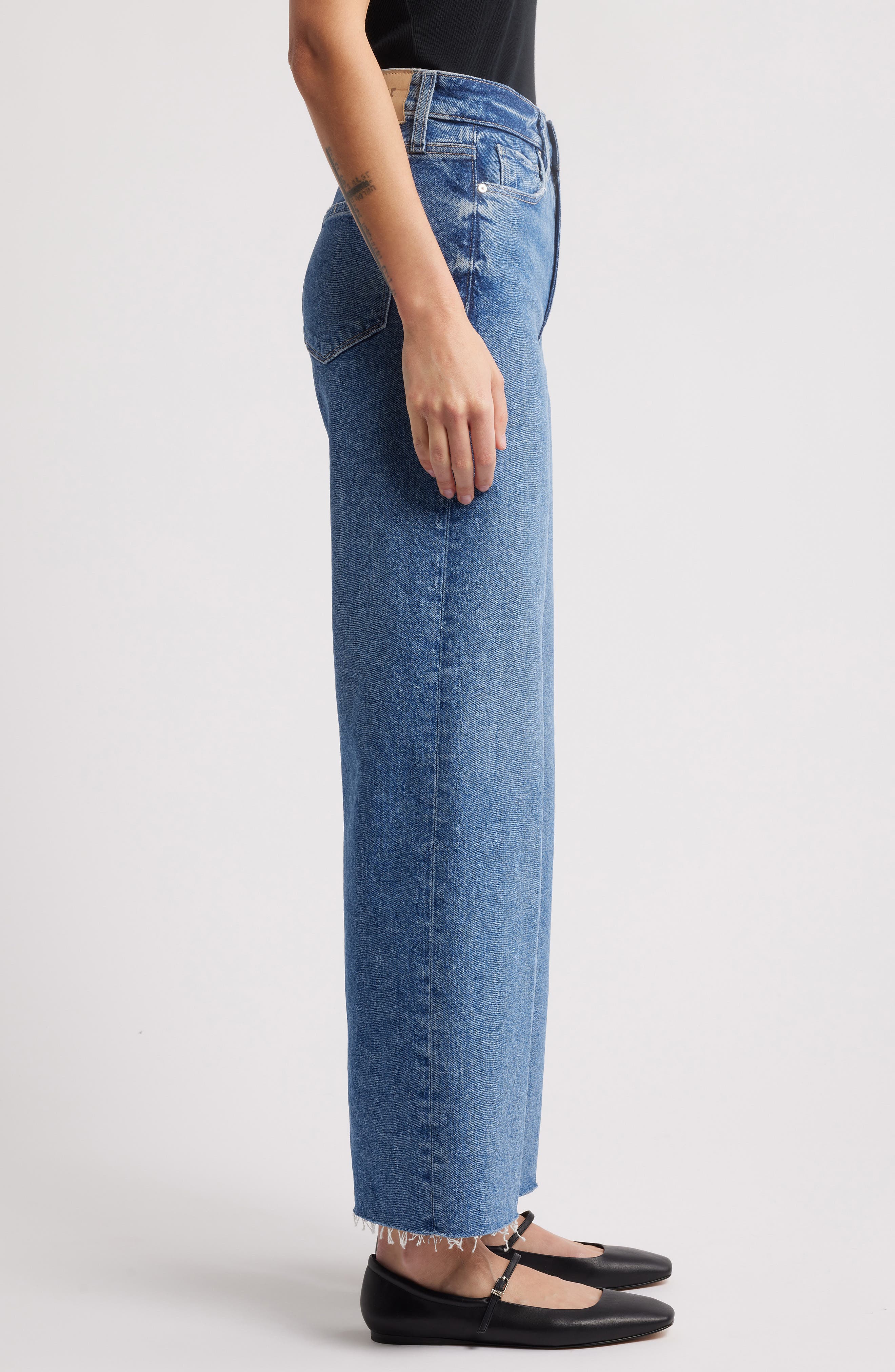 PAIGE Anessa High Waist Raw Hem Wide Leg Jeans | Nordstrom