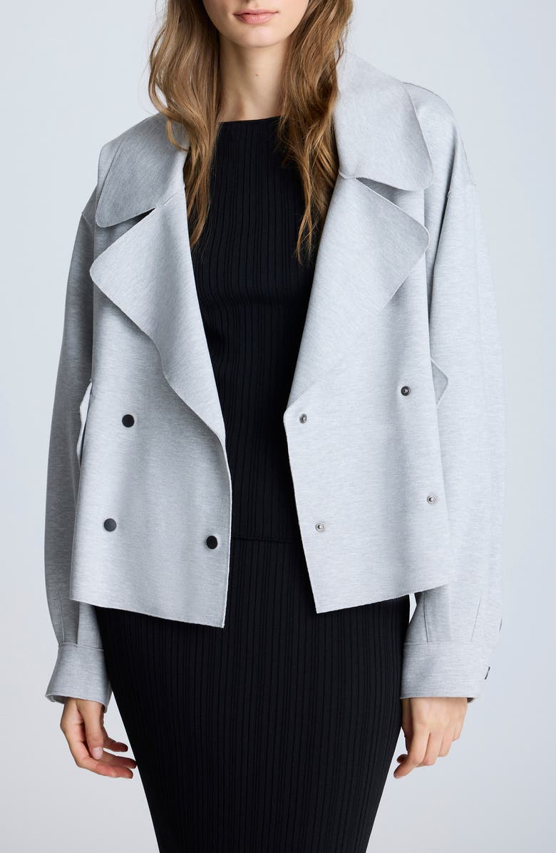 Kenneth Cole Heathered Snap Front Short Trench Coat | Nordstrom