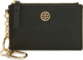 Tory Burch Robinson Leather Card Case with Key Chain | Nordstrom