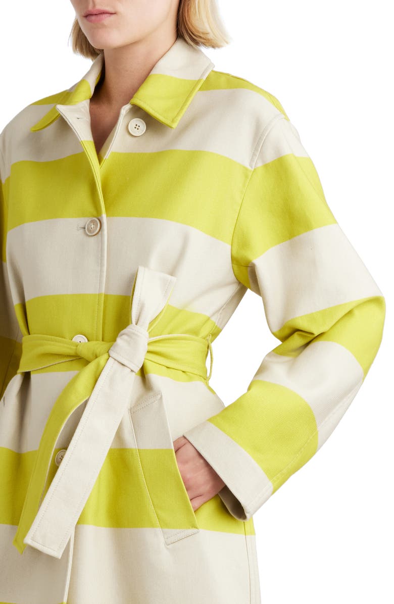 Dries Van Noten Ramblas Block Stripe Belted Cotton Coat | Nordstromrack