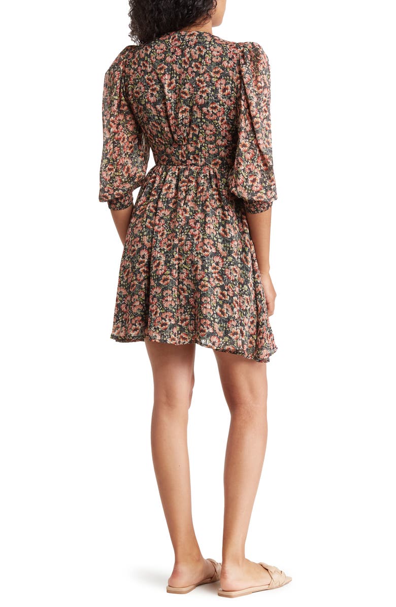Maisie Button Front Printed Long Sleeve Mini Dress | Nordstromrack