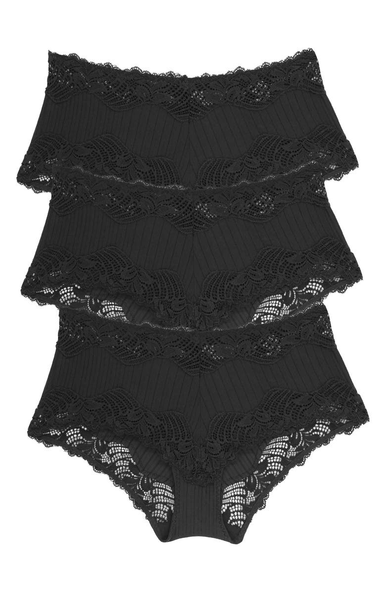 Felina Stripe Delight 3-Pack Lace Trim Hipster Briefs | Nordstromrack