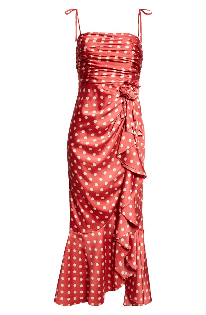 Cinq à Sept Mireya Polka Dot Side Ruffle Dress | Nordstromrack