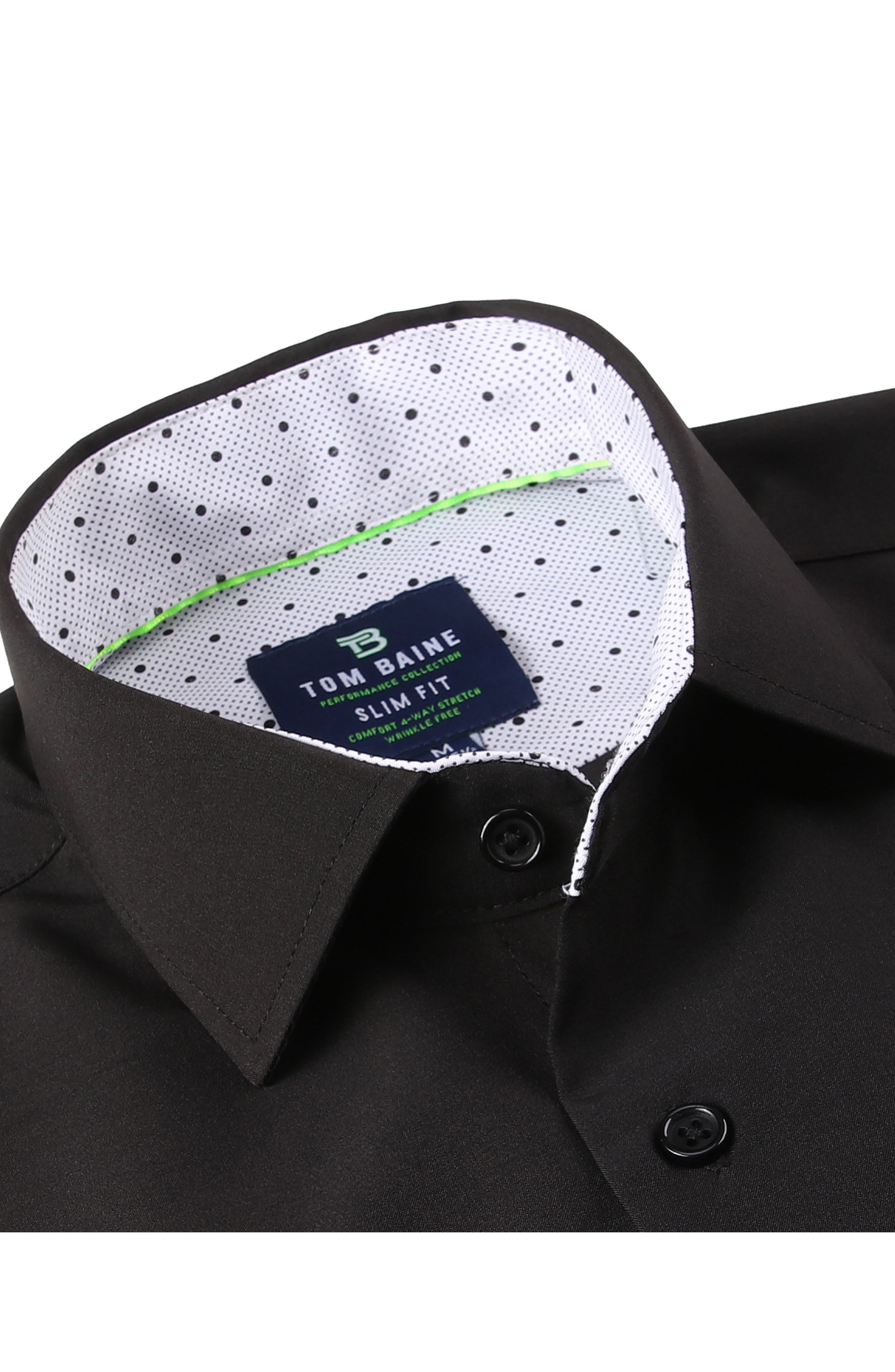 TOM BAINE Slim Fit Short Sleeve Performance Stretch Button-Up Shirt ...