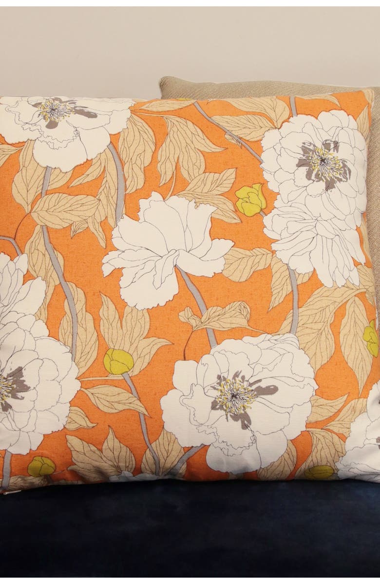 STRATTON HOME DECOR Vintage Orange Floral 18" Square Pillow | Nordstromrack
