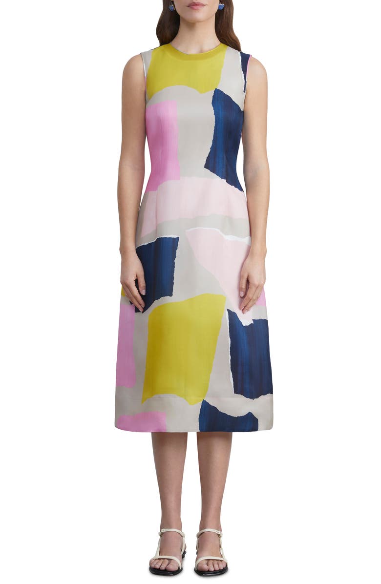 Lafayette 148 New York Papier Print Sleeveless Silk Gazar Dress | Nordstrom