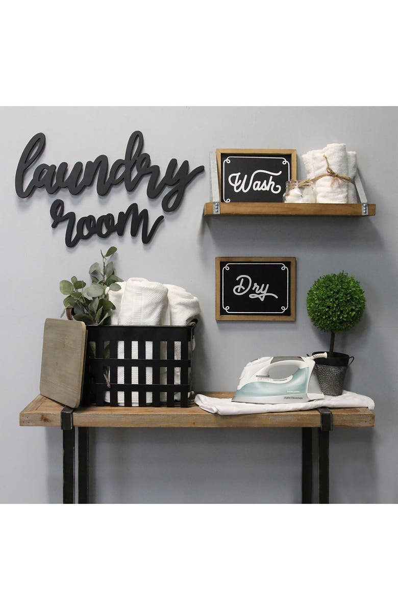 STRATTON HOME DECOR Black Wood Laundry Room Script Wall Decor ...