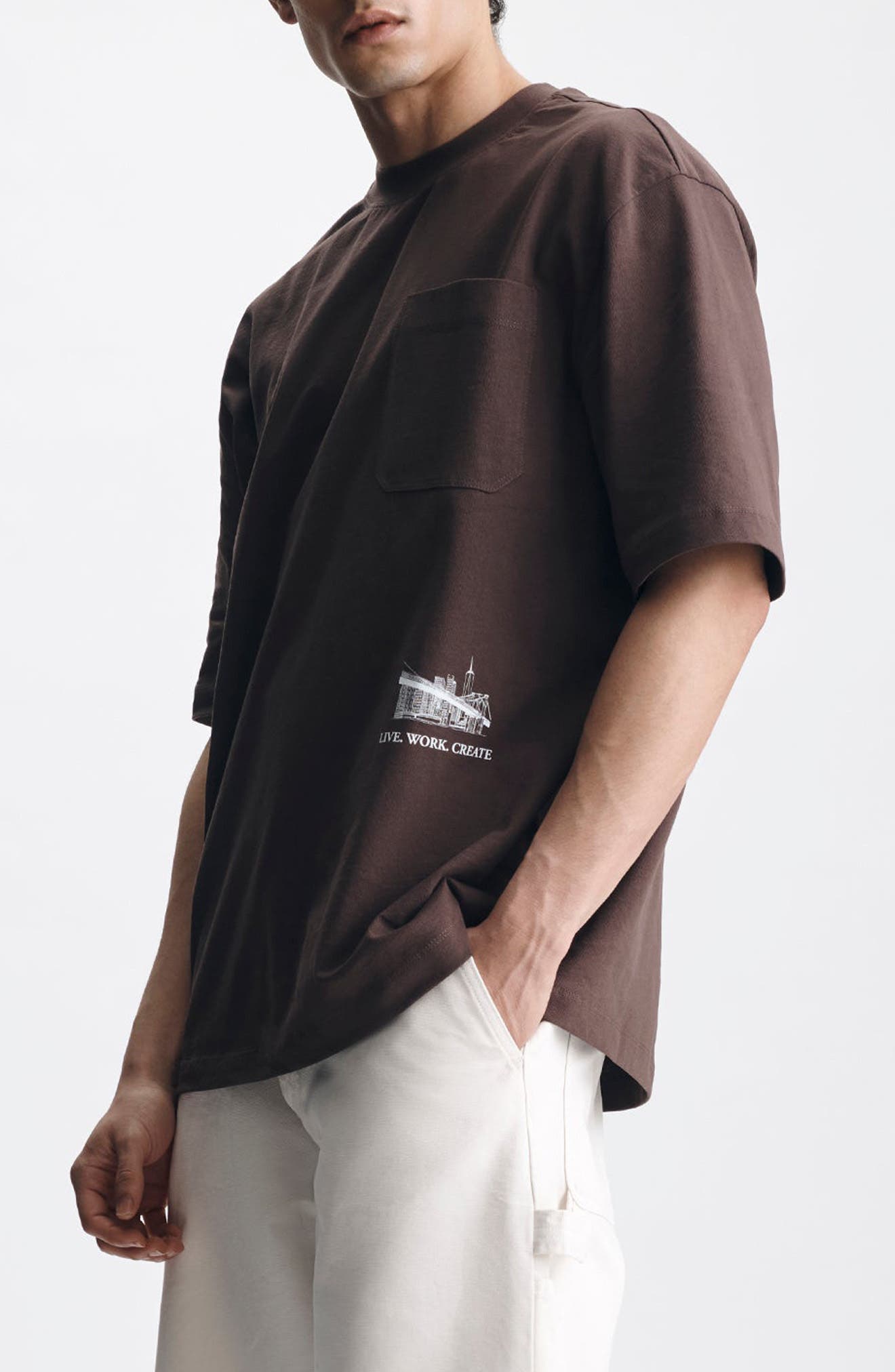 Brooklyn Industries Brooklyn Bridge Loose Fit Pocket Graphic T-Shirt ...