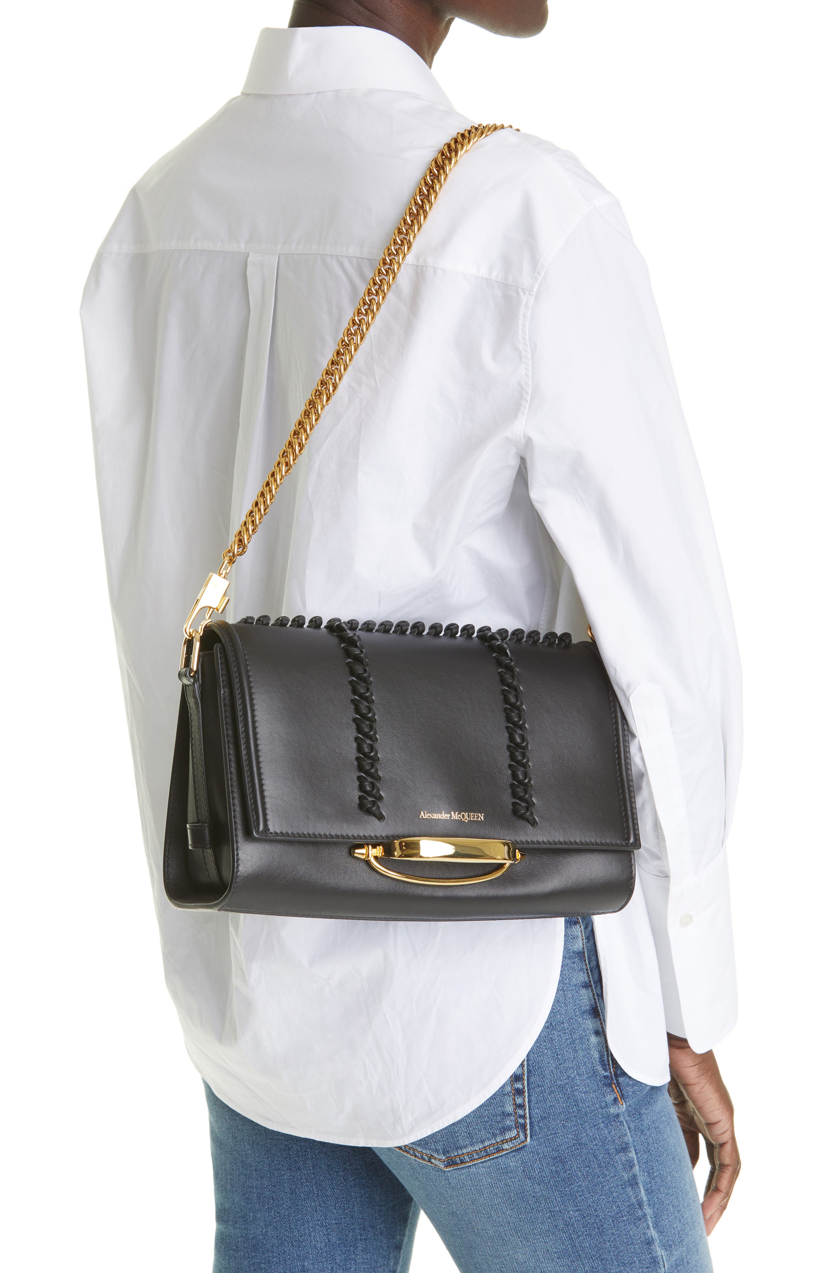 McQueen Alexander McQueen The Story Knotted Leather Shoulder Bag ...
