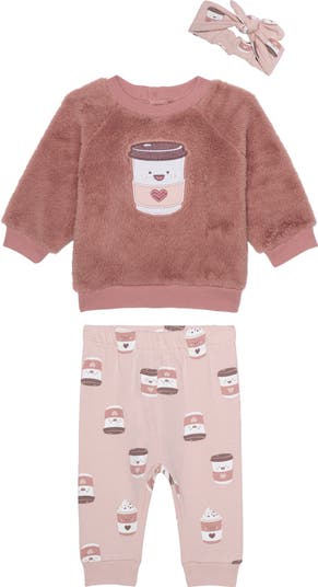 PL BABY BY PETIT LEM Plush Faux Fur Sweatshirt, Fleece Leggings ...
