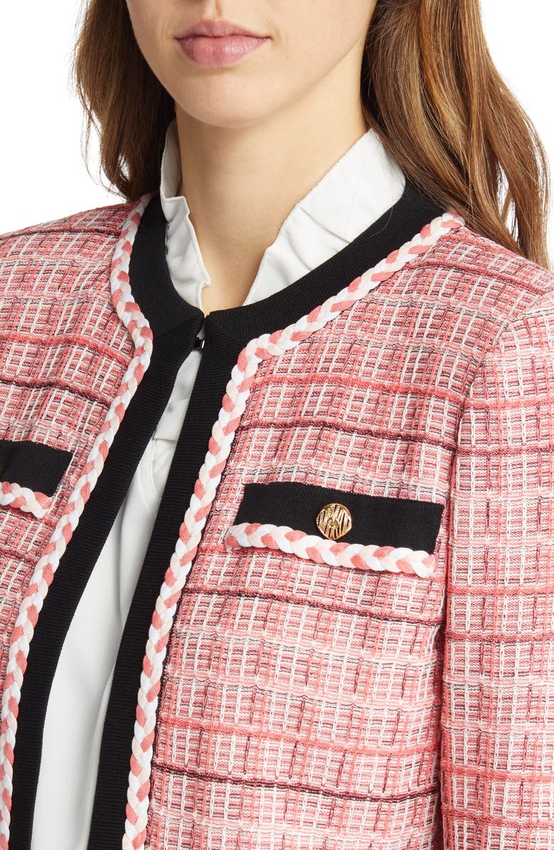 Ming Wang Braid Trim Jacquard Sweater Jacket | Nordstrom
