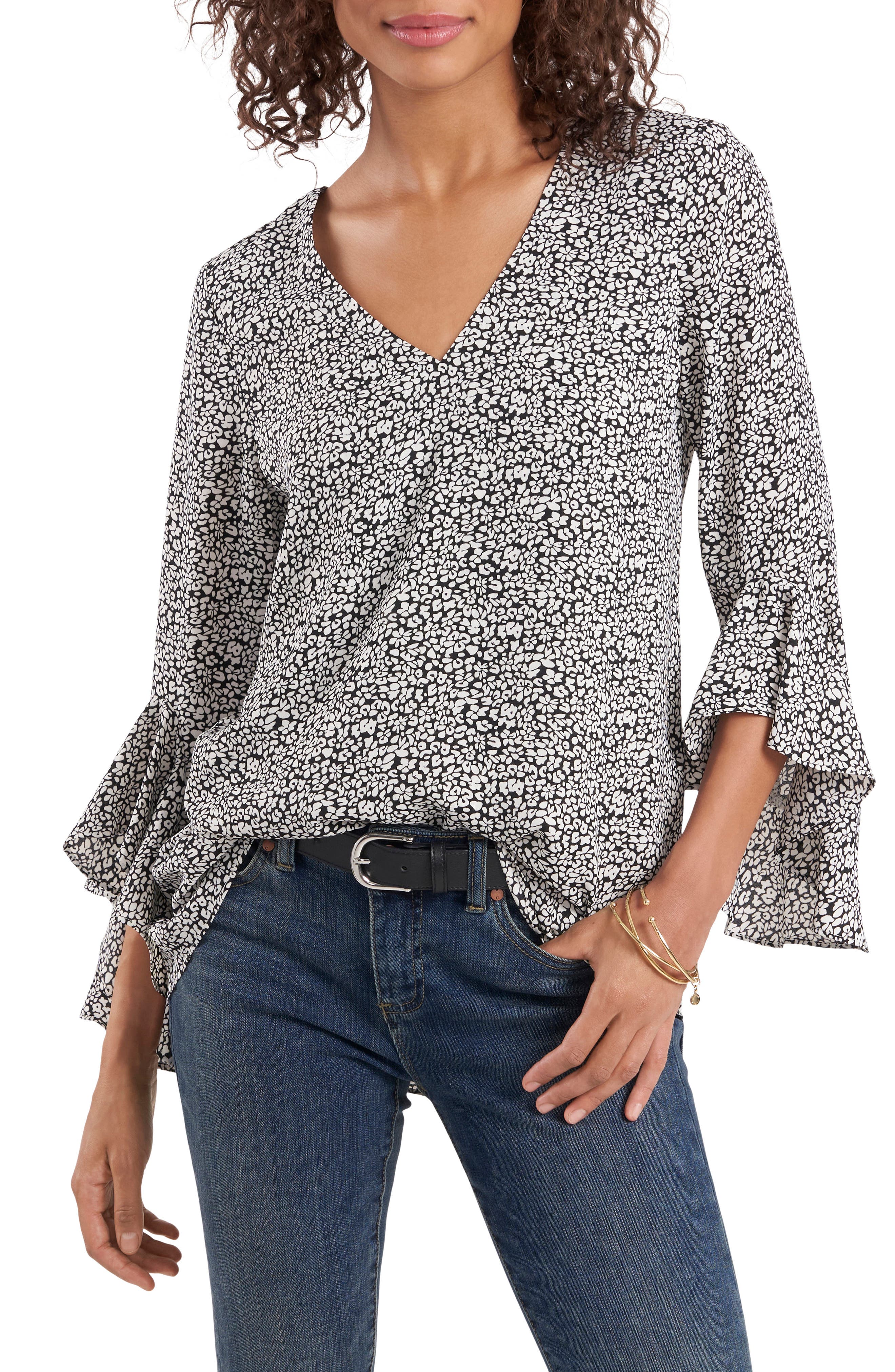 Vince Camuto Grove Imprints Flutter Sleeve Blouse | Nordstrom