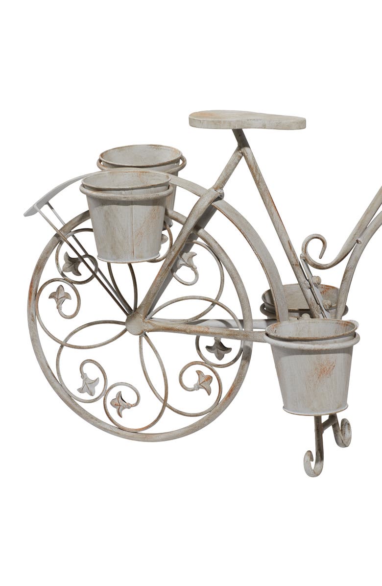WILLOW ROW Silvertone Metal Indoor & Outdoor 3-Tier Bike Plant STand ...