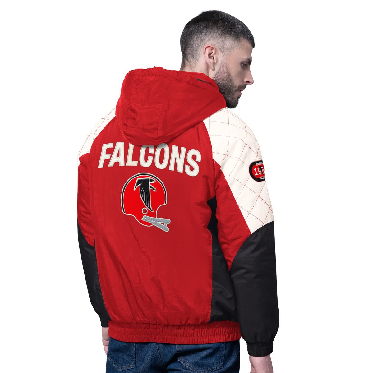 STARTER Men's Starter Red Atlanta Falcons Oxford Crinkle Full-Snap ...