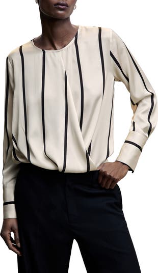 MANGO Stripe Satin Blouse | Nordstrom