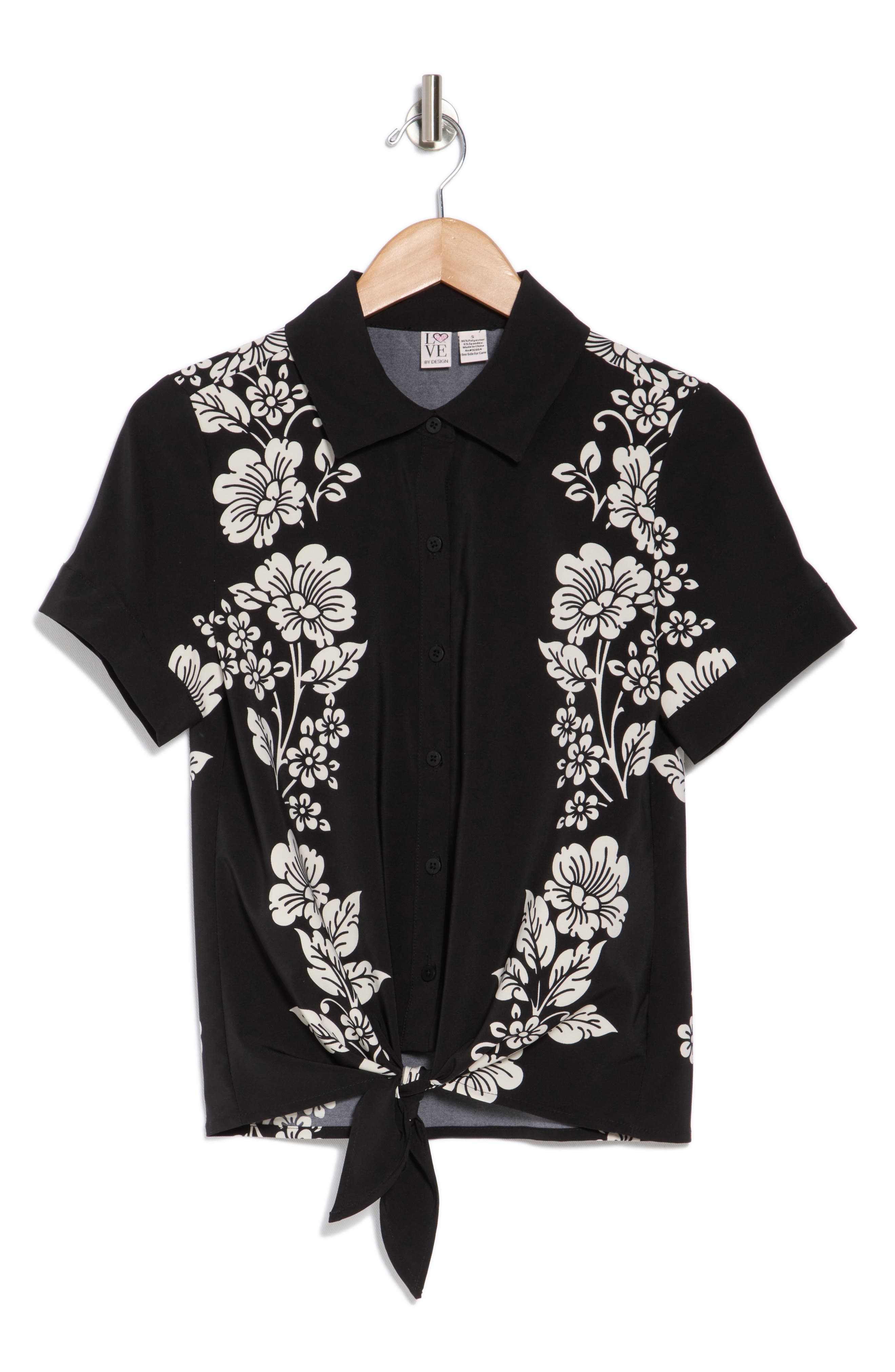 Love By Design Suki Tie Front Satin Shirt | Nordstromrack