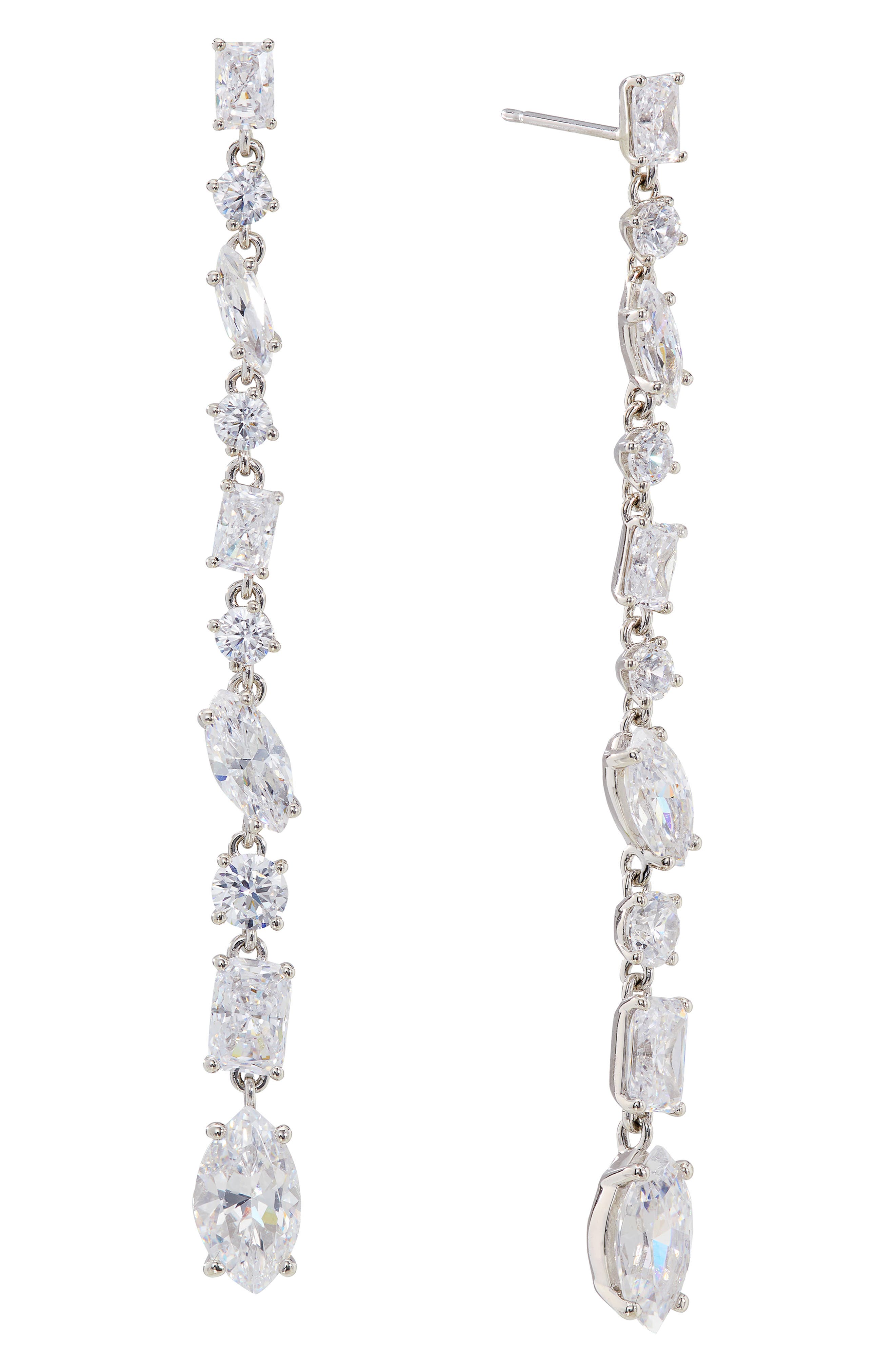 After Party Cubic Zirconia Linear Drop Earrings (Women) | Nordstromrack