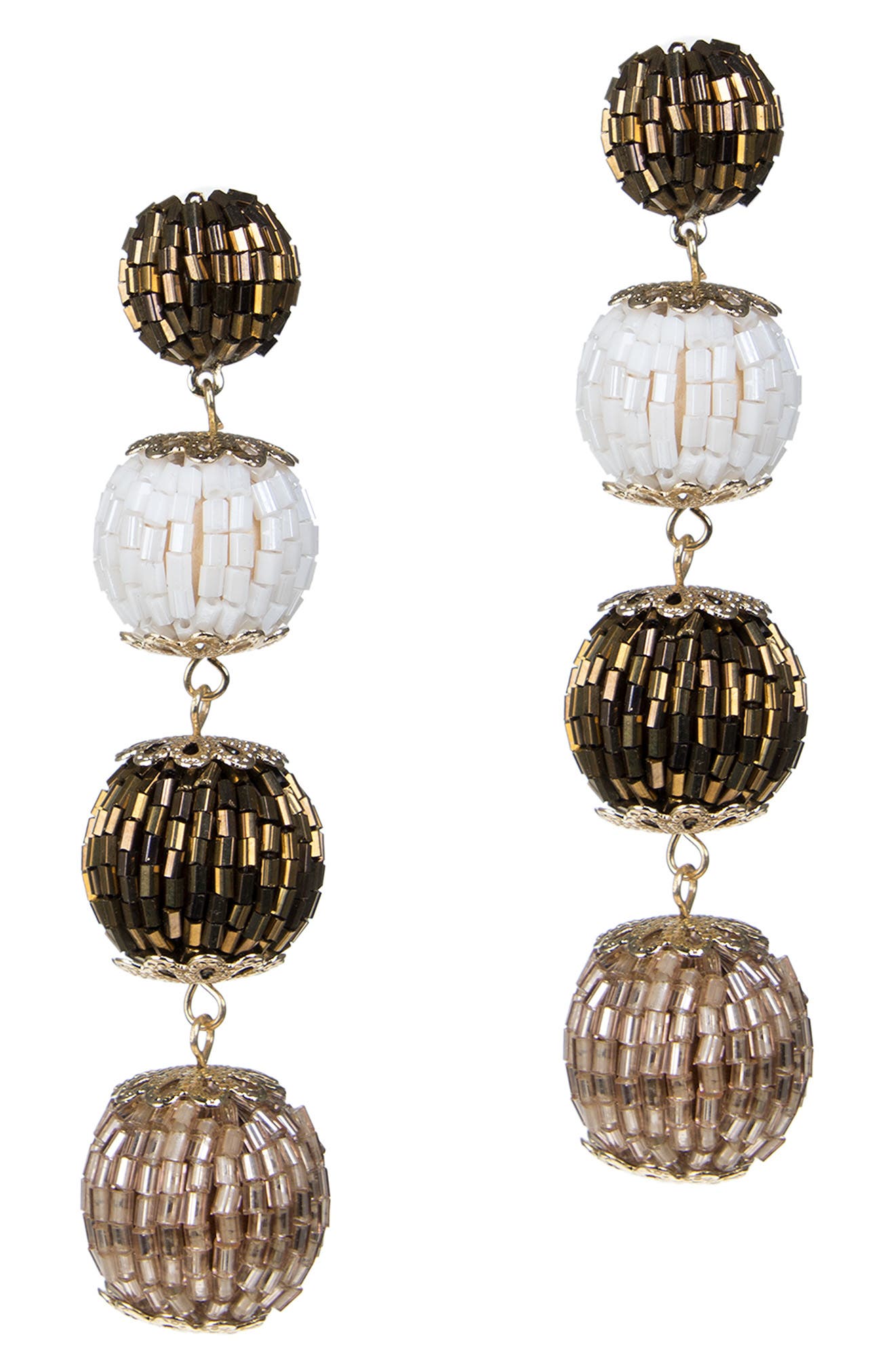JARDIN Linear Ball Bugle Bead Drop Earrings | Nordstromrack