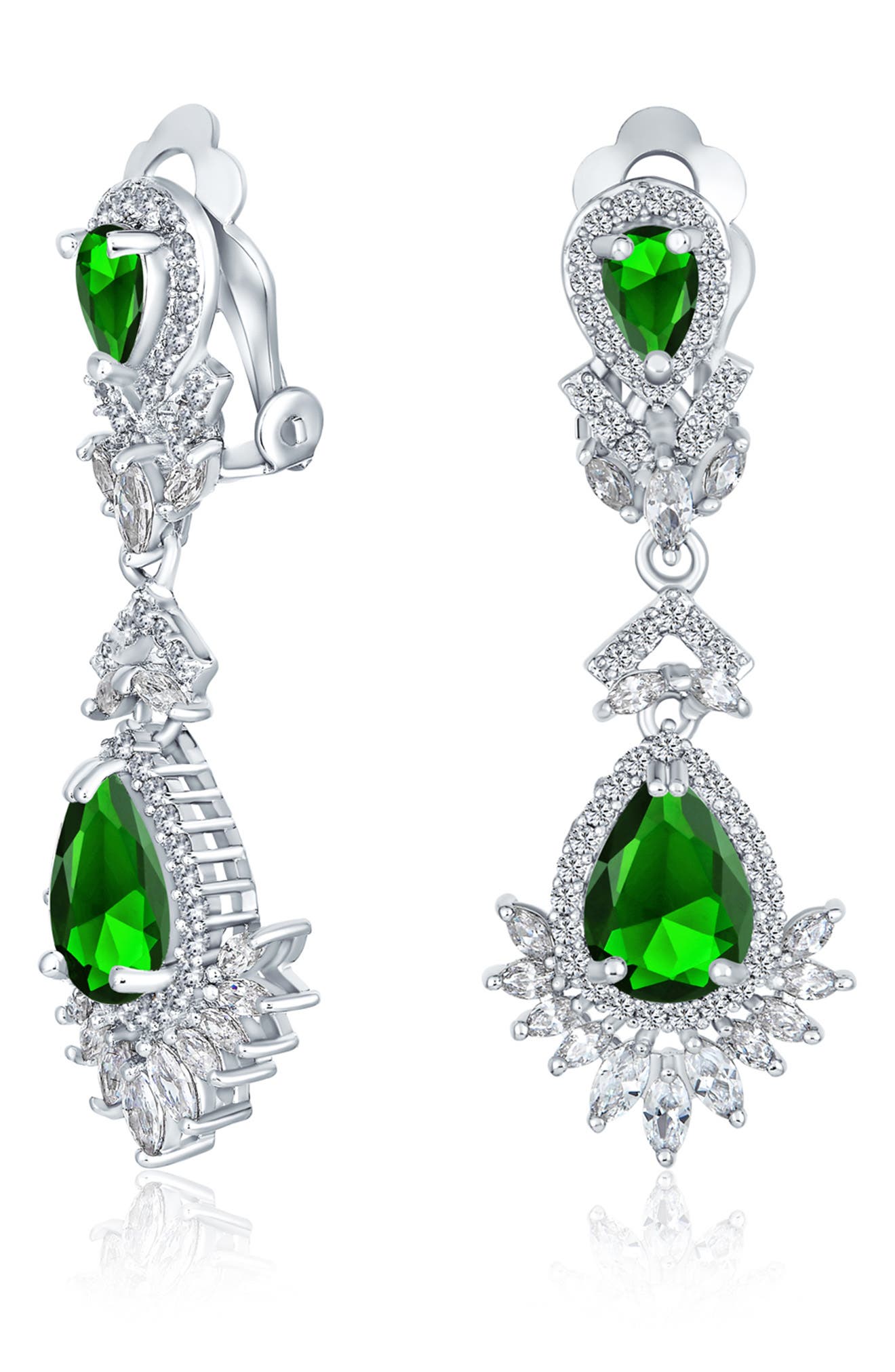 BLING JEWELRY Emerald Estate Drop Clip-On Earrings | Nordstromrack