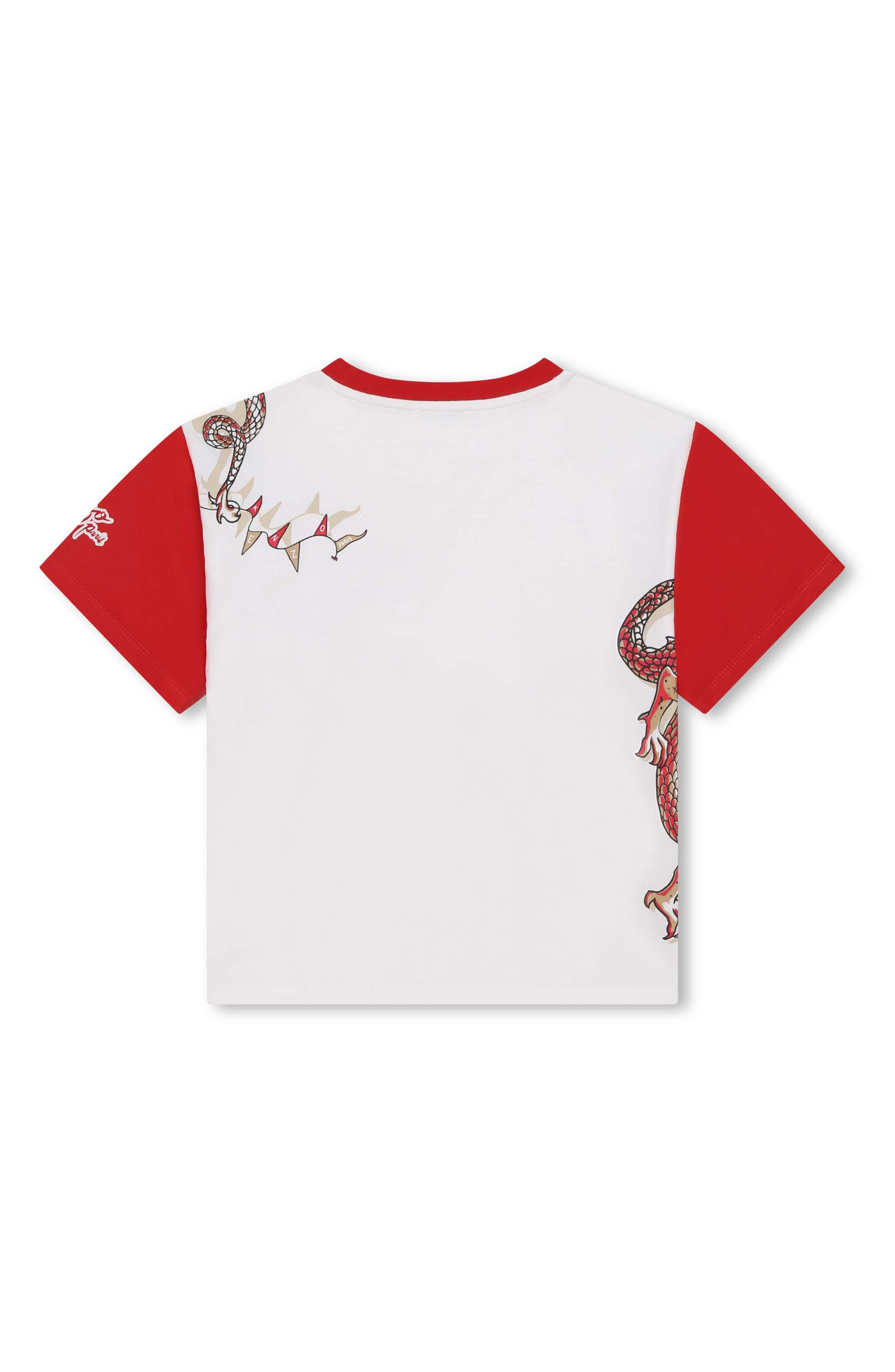 KENZO Kids' Colorblock Logo Dragon Print T-Shirt | Nordstromrack