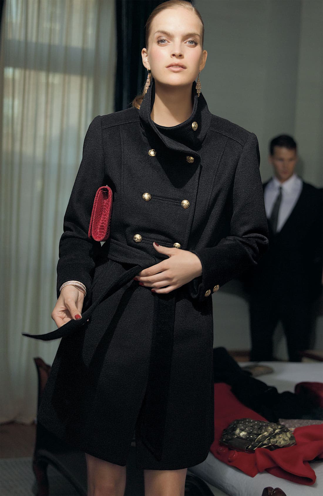 Ellen Tracy Double Breasted Wool Blend Trench | Nordstrom