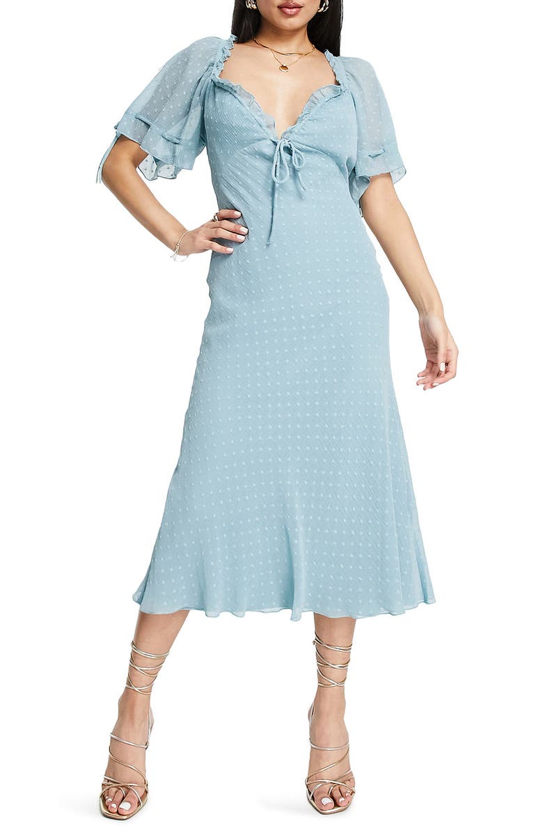 ASOS DESIGN Textured Dot Midi Dress | Nordstromrack