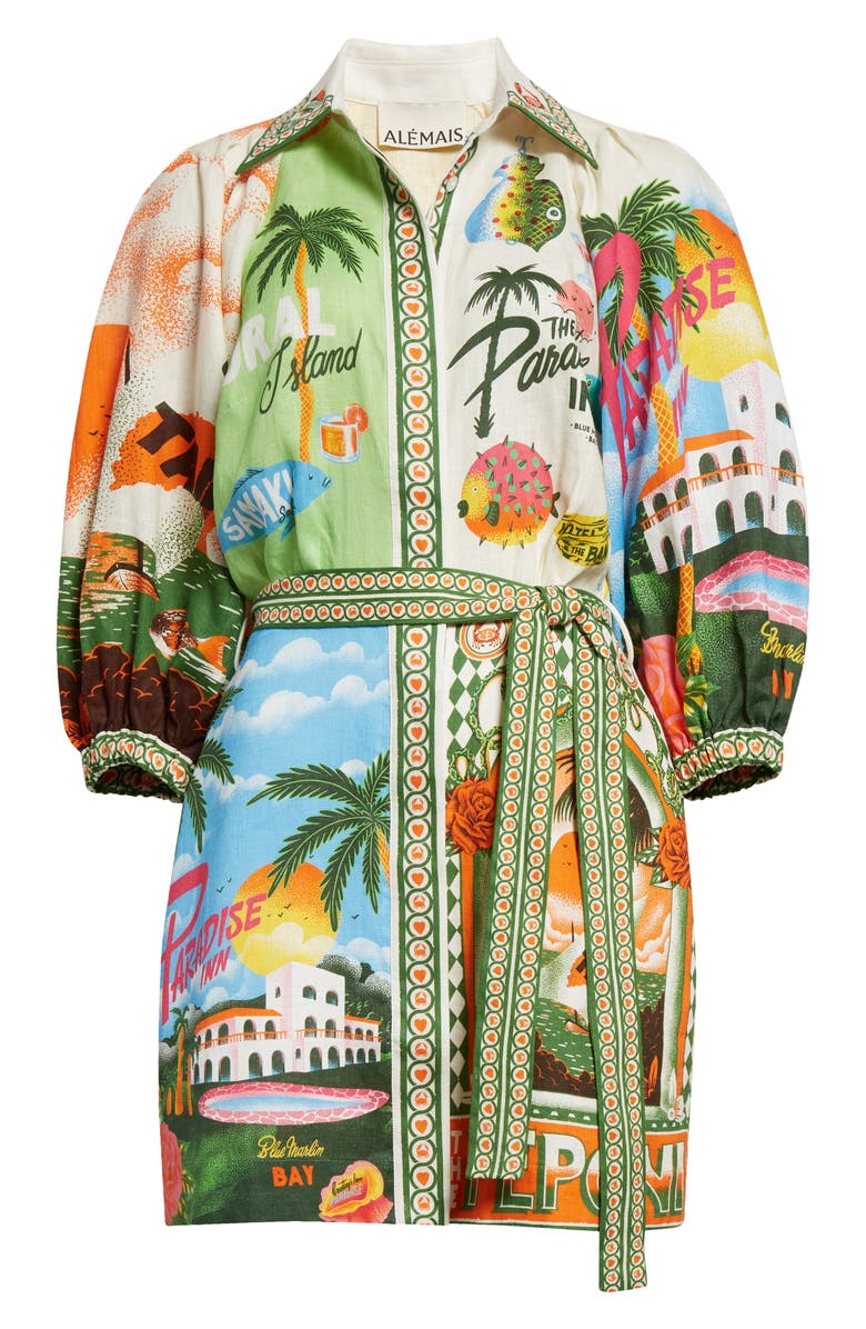 ALEMAIS Paradiso Tie Waist Long Sleeve Minidress | Nordstromrack