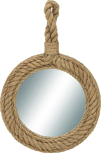 WILLOW ROW Brown Glass Wall Mirror with Rope Accents | Nordstromrack