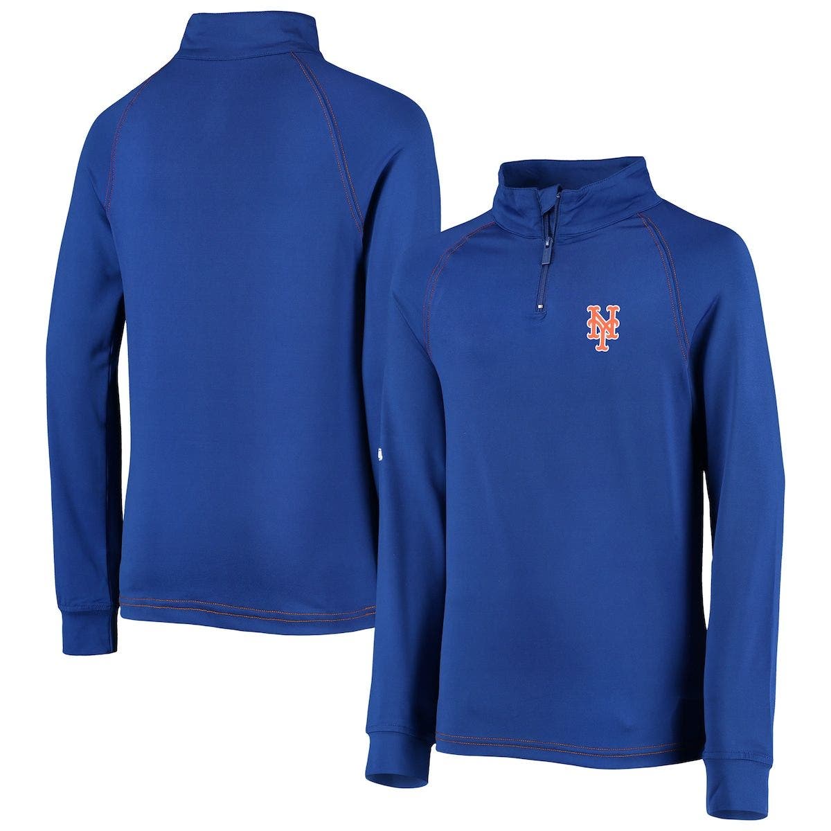 STITCHES Youth Stitches Royal New York Mets Raglan Quarter-Zip Jacket ...