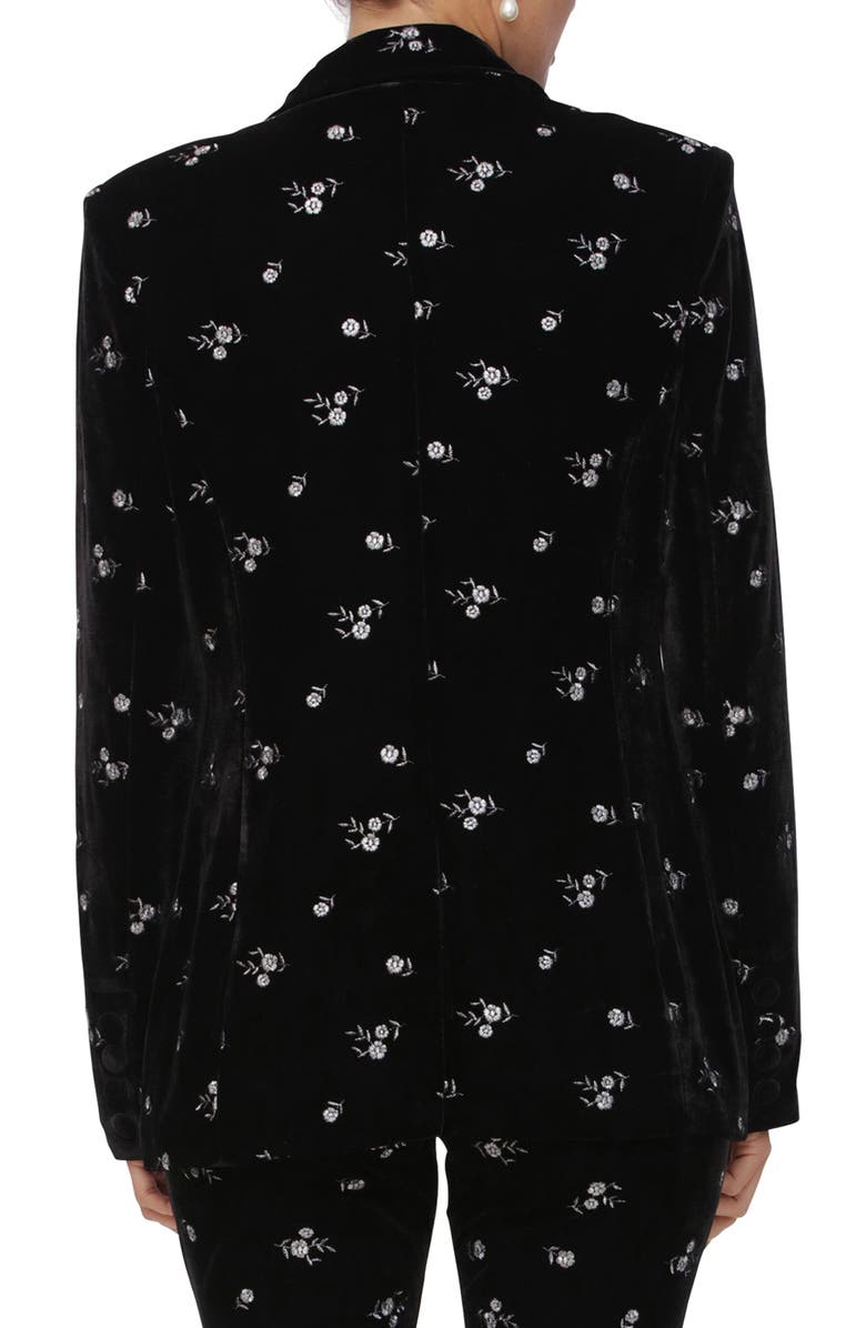 Avec Les Filles Floral Embroidered Velvet Tuxedo Blazer | Nordstromrack